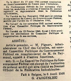 Avril-Mai 1946 : Histoire postale et timbres surchargés de l'Indochine